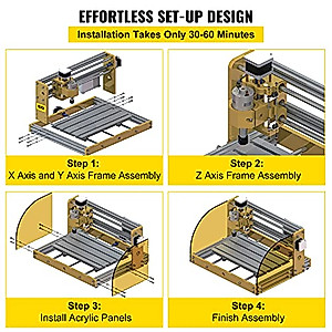 VEVOR CNC Router Machine, 3018 w/GRBL Offline Control, Limit Switches & Emergency-Stop, PCB PVC Wood leather Engraving Machine, Dustproof Safe Acrylic Baffle, XYZ Working Area 300 x 180 x 45mm