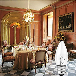 Jacqings 40W Incandescent Torpedo Tip Chandelier, Incandescent Clear Dimmable Light Bulbs and Medium E26 Candelabra Base,Transparent Candle Light Bulbs for Chandeliers, Ceiling Fan Lights (6Pack)