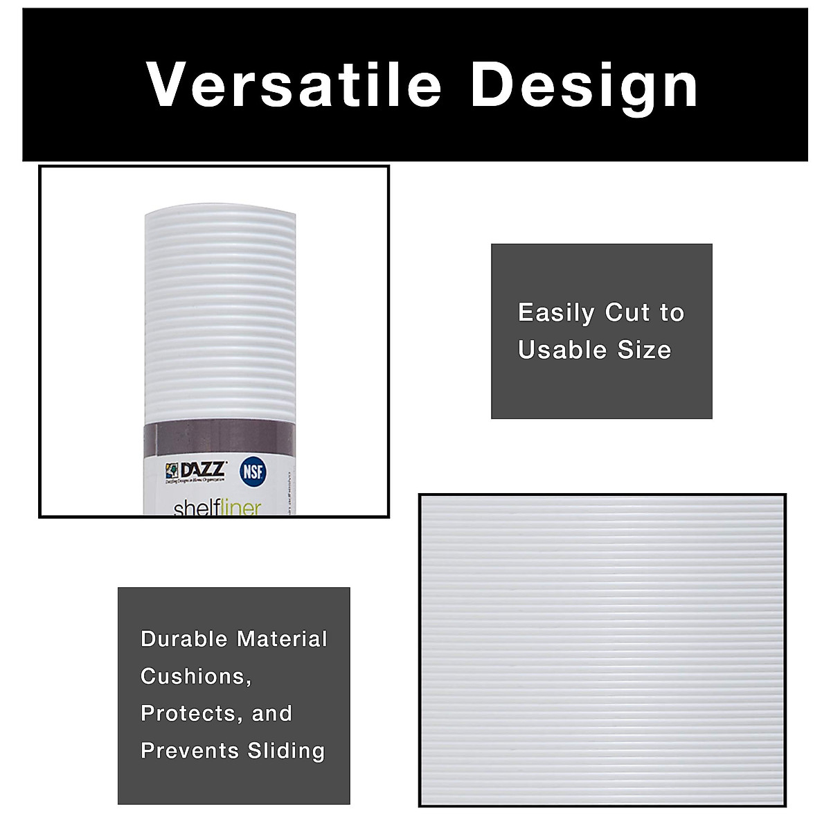 Smart Design Wire Rack Shelf Liner - Ribbed Grip - 12 Inch x 6 Feet - NSF Certified - for Steel Metal Shelves - Home Garage and Kitchen - White