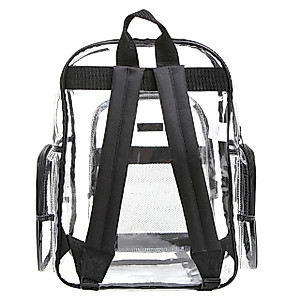 MGgear Clear Transparent PVC School Backpack/ Outdoor Backpack with Black Trim