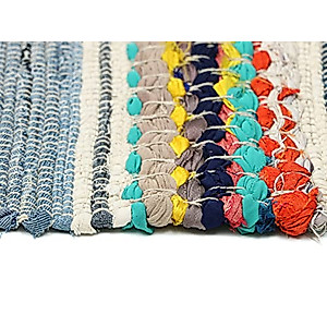 The Home Talk Recycled Denim Area Rug | Carpets Suitable for Living Room, Bedroom, Dining Room, Home Décor | Handcrafted Rugs | Non-Skid | Bohemian Contemporary | 2’ x 5’ | Denim Rag Store