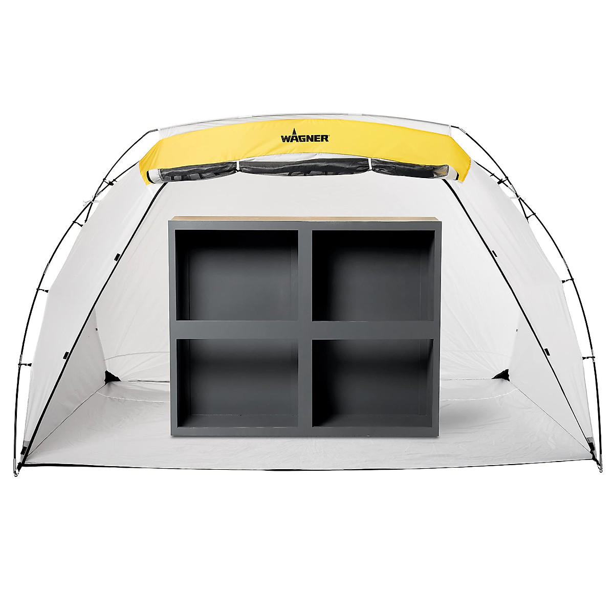 Wagner Spraytech C900038.M Large Spray Shelter with Built-In Floor & Screen, Portable Paint Booth for DIY Spray Painting, Hobby Paint Booth Tool Painting Station, Spray Paint Tent, White, Yellow