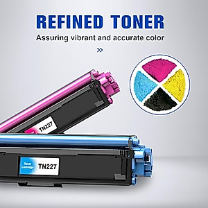 TN227 TN-227 Toner Cartridge Replacement for Brother TN-227 TN-223 TN227BK High Yield TN 227 TN 223 Compatible with HL-L3290CDW HL-L3210CW MFC-L3750CDW MFC-L3710CW Printer (BK, C, M, Y, 4 Pack)