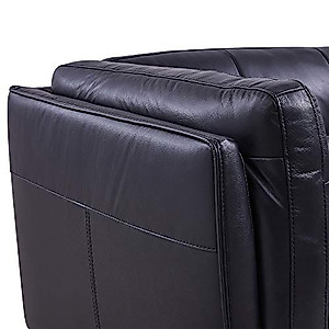 Armen Living Primrose Contemporary Top Grain Leather Power Recliner Living Room Sofa, Navy