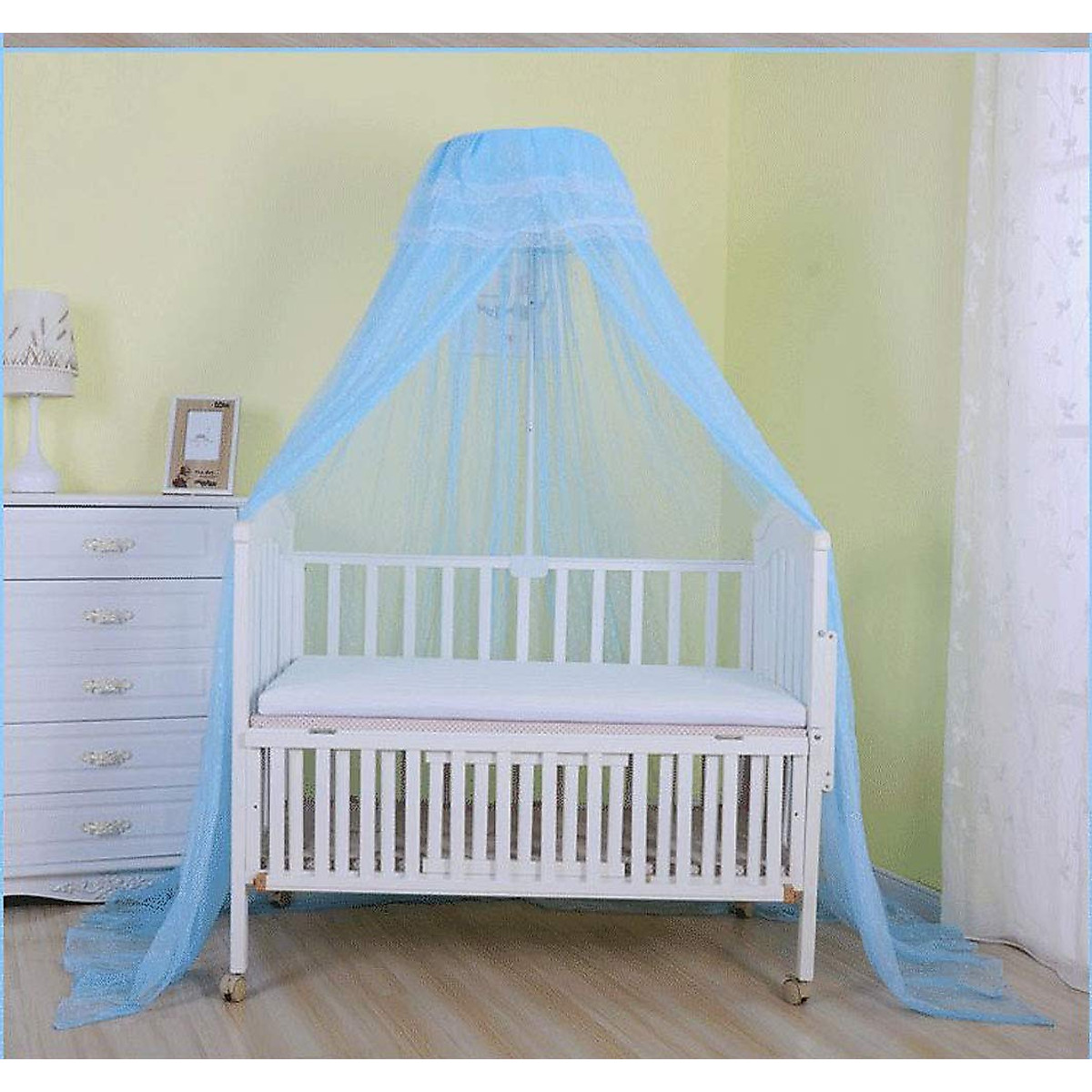 RuiHome Baby Crib Bed Mosquito Net Without Stand Boys Girls Palace-Style Dome Netting Curtain Infants Nursery Bedroom Decor Toddler Shower Gifts, Blue Color
