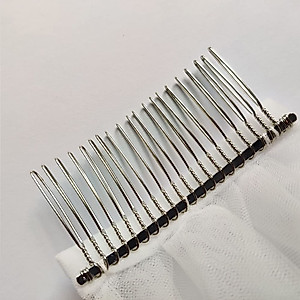 JWICOS 2 Tier Wedding Veil for Brides Short Bridal Tulle Hair Accessories with Comb and Cut Edge Pearl Veil Headband for Bachelorette Wedding Party (White)