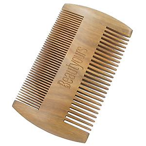 Beard Brush Kit Boar Bristle Brush and Sandalwood Comb with Storage Bag for Men, Fine & Coarse Teeth Dual Brush for Mustache Anti-Static