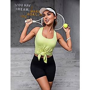 Blooming Jelly Workout Tank Tops for Women Racer Back Built in Bra Shirts Sleeveless Athletic Yoga Top (Medium, Yellow)