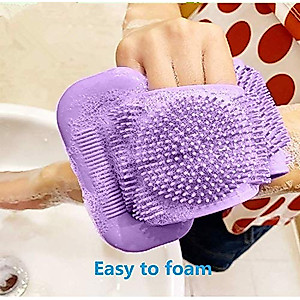 Silicone Bath Body Brush, Exfoliating Silicone Body Back Scrubber, Deep Clean Back Acne & Bacne, Extra Long and Super Soft, Suitable for Women ＆ Men