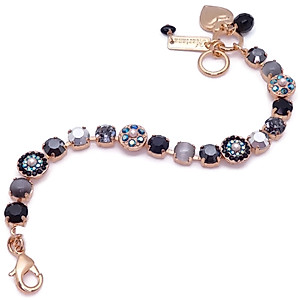 Mariana Rocky Road Goldtone Bracelet Black Grey Silvertone Crystal Mix Mosaic Glisten 1149