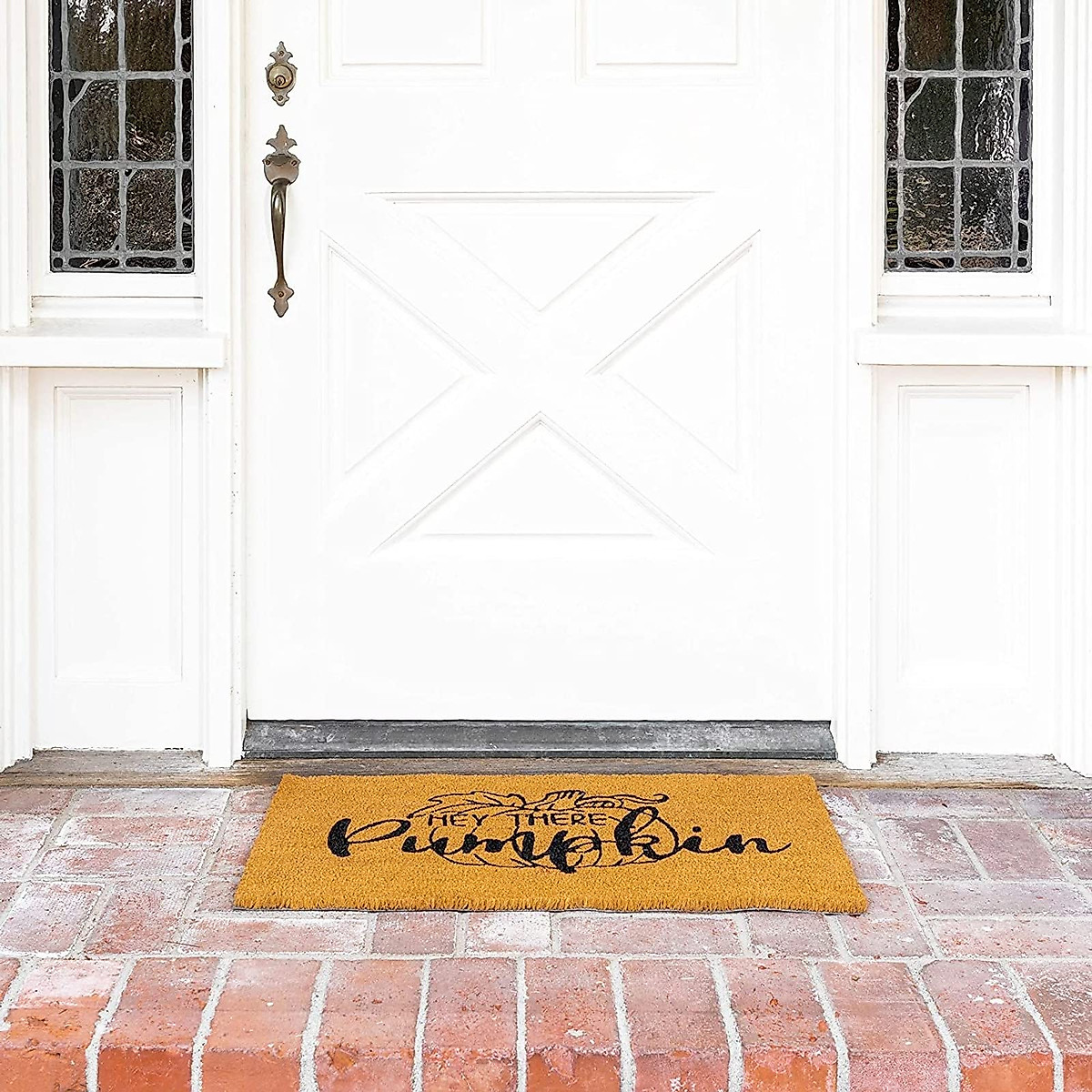 Juvale Natural Coir Welcome Door Mat, Hey There Pumpkin Fall Decor(30 x 17 in)