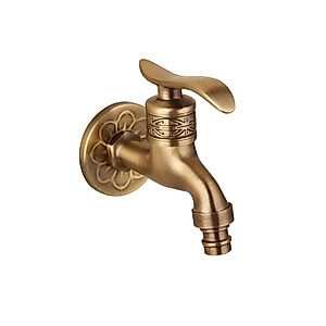 TOLIWEL Antique Brass Garden Outdoor Faucet Bathroom Wall Mount Water Decorative Hose Single Cold Tap G 1/2 inch Connection Spigot