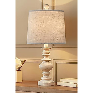 BOBOMOMO Resin 20.5" Farmhouse Lamps for Bedrooms Retro Side Table Lamps Bedside Lamp for Side Nightstand Living Room（1 Pack）