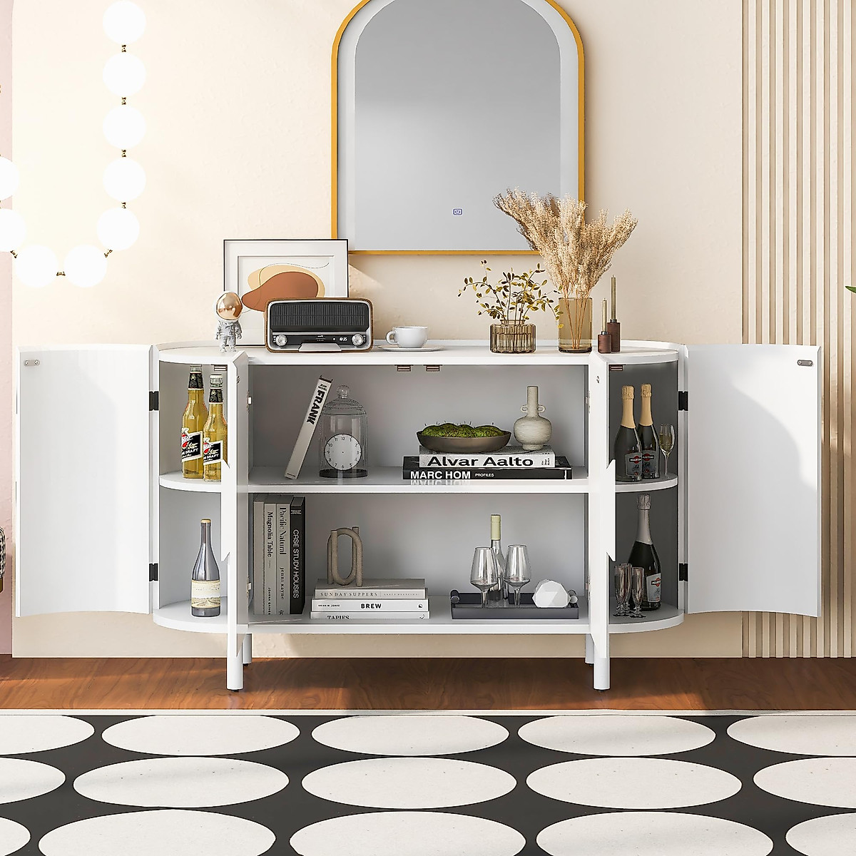 Merax Light Luxury Sideboard with Adjustable Shelves,Suitable for Living Room,Study and Entrance, White