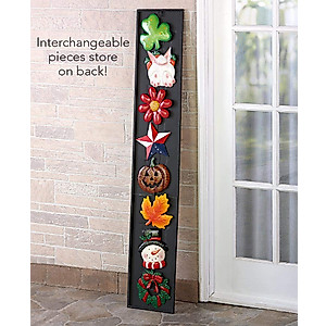 Interchangeable Wall Leaning Welcome Sign with 8 Magnetic Season Icons