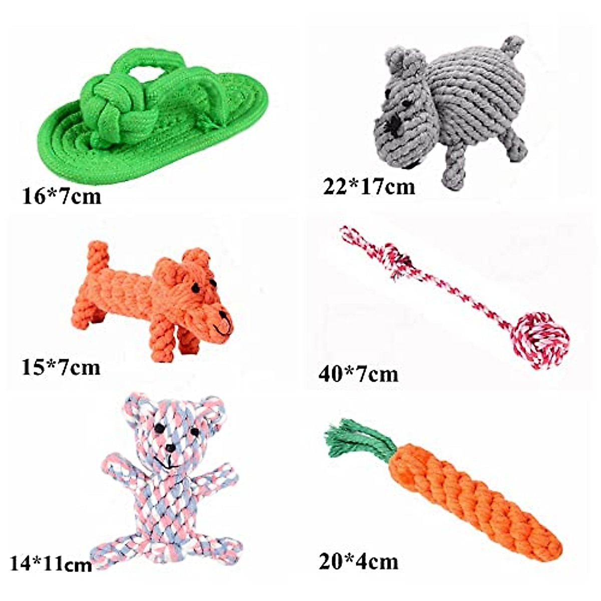 HAICHEN TEC 6 Pack Ferret Rope Chew Toys Durable Knotted Rope Tug Perfect for Teething Mammals, Cotton Rope Toys Interactive Dog Rope Toy Set Machine-Washable (6 Pack)