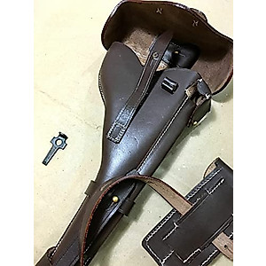 REINDEER Luger P-08 8" Artillery Holster w. Stock Straps - Dark Brown,WWII Reproduction, WW2 Reproduction,WWII/WWI, Collectibles Goods,Collectibles Products,WWII repro