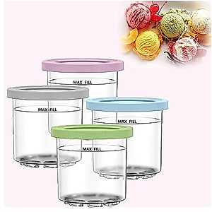 VRINO Creami Containers, for Ninja Ice Cream Maker Cups,16 OZ Creami Pint Dishwasher Safe,Leak Proof for NC301 NC300 NC299AM Series Ice Cream Maker