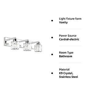 Aipsun Crystal Vanity Light Fixtures Modern Vanity Light for Bathroom Crystal Bathroom Lighting Fixture Wall Light Over Mirror 3 Lights(Not Include Bulb)