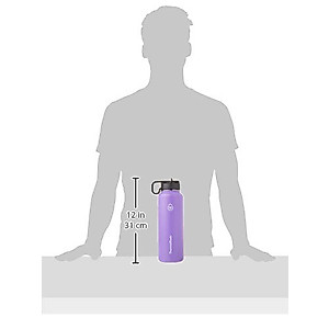 ThermoFlask 40 oz Double Wall Vacuum Insulated Stainless Steel Water Bottle with Two Lids, Plum