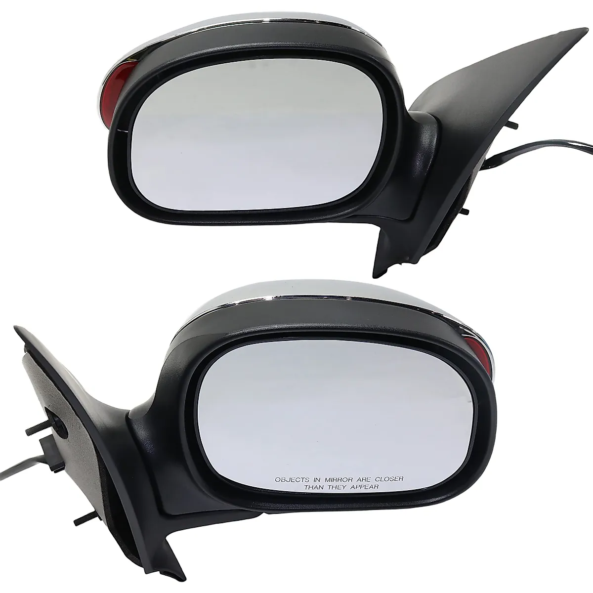 Kool Vue Mirror Set Compatible with 2001-2003 Ford F-150, Driver and Passenger Side, Crew Cab Pickup (SuperCrew Cab), Chrome, Power