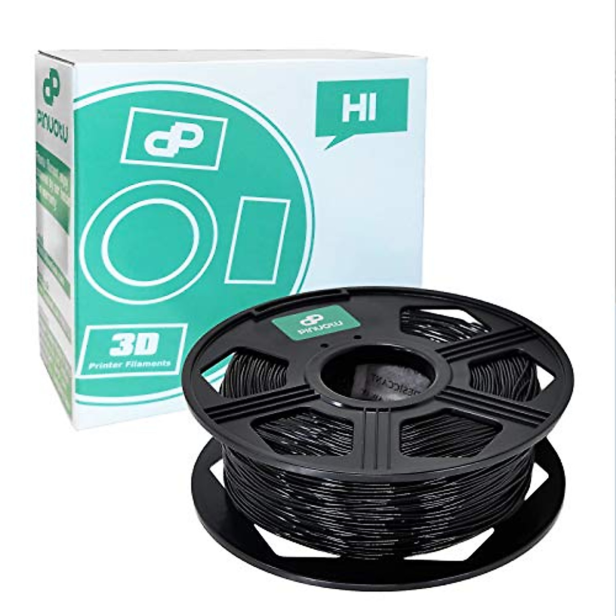 Pinuotu Flexible 3D Printer Filament, TPU Filament 1.75mm 0.8KG (2.2 lbs) Spool, Dimensional Accuracy +/- 0.03 mm, 100% Europe Raw Material (Black)