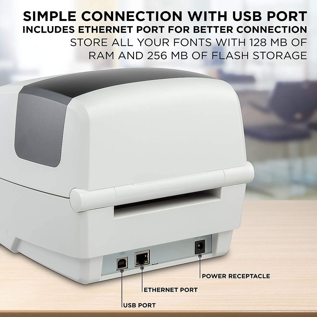 BCL D110 Label Printer, Ethernet & USB Port, Prints 4x6 Shipping Mailing Postage Barcode & Address Labels, Direct Thermal inkless Printer, USB Printer Cable Included, Windows & Mac Compatible