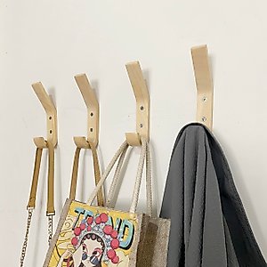ZTMGN Wooden Wall Hooks, Coat Hooks, Vintage Wood Wall Hooks,Decorative Natural Oak Wood Hooks Wall Mounted for Hanging Coats,Hats, Keys, Bags, Scarves(4 Pack)