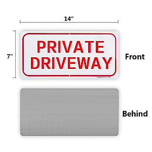 2 Pack Private Driveway Sign, 14"x 7" .04" Aluminum Reflective Sign Rust Free Aluminum-UV Protected and Weatherproof