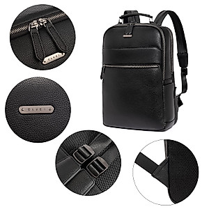 CLUCI Leather Backpack for Men 15.6 Inch Laptop Business Work Travel Casual Large Vintage Daypack Black