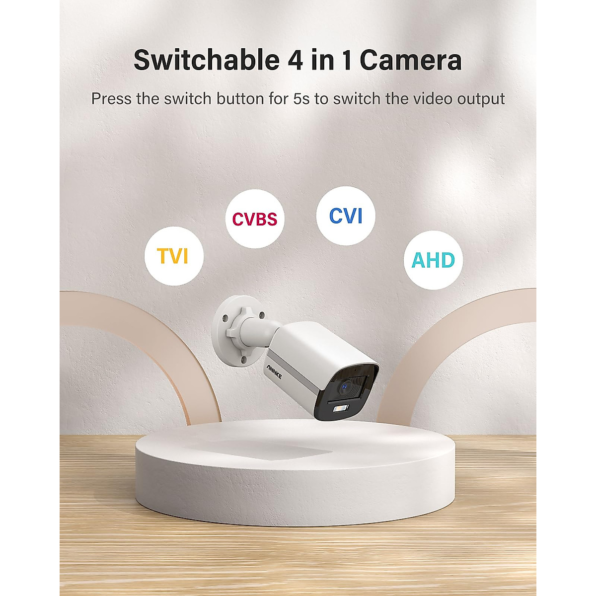 ANNKE 3K Add-On Security Bullet Camera with Full Color Night Vision, 4-in-1 TVI/AHD/CVI/CVBS CCTV Surveillance Wired Cam with Built-in Mic, 2.8mm Lens, IP67 Weatherproof, (Cable & Adapter Included)