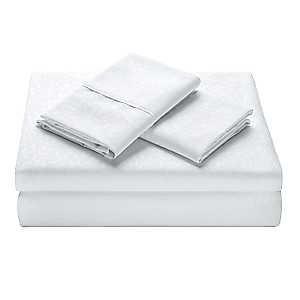 Chanasya Premium 7-Piece King Duvet Cover Set - Costal Blue White Leaves Print Microfiber Bedding Combo - 1 Duvet Cover, 4 Pillow Shams, 1 Fitted Sheet, and 1 Flat Sheet