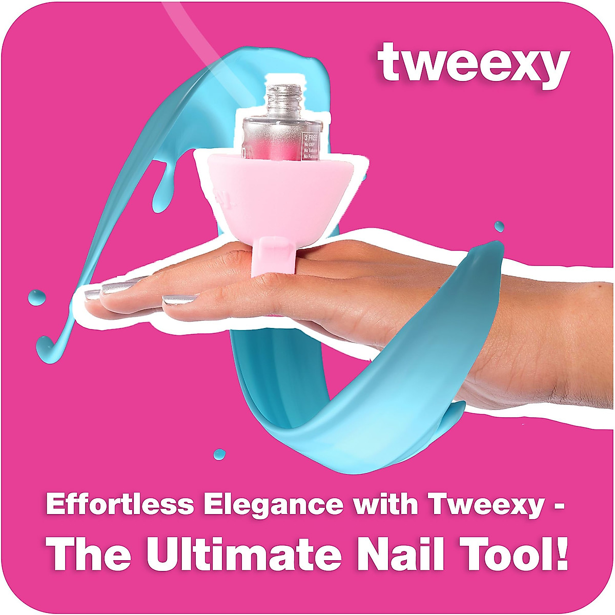 tweexy Wearable Nail Polish Holder Ring - Nail Polish Bottle Holder for Easy Application | Perfect for Fingernail Painting, Manicure & Pedicure | Nail Polish Accessories (Pink Frosting)