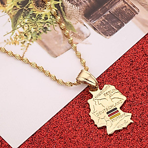 Deutschland Map Flag Pendant Necklace for Women Germany Jewelry German