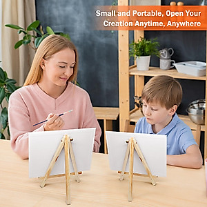 8 Pack 8x10 in Canvas Boards for Painting,Canvas for Painting with 9.5" Easel, Art Canvas Painting Kit with 10 Brushes & 2 Paint Tray for Kids Teenagers Acrylic Pouring Oil Water Color Gift…