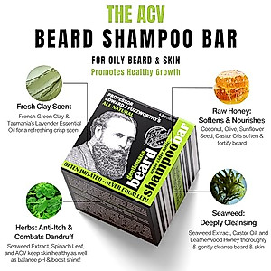 Professor Fuzzworthy's Beard Shampoo Bar - Tasmanian ACV - All Natural Ingredients - Tasmania Australia, 4.2 oz