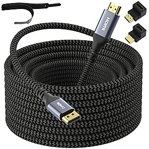 4K DisplayPort to HDMI Cable 25FT, 4K@60Hz HDR, High Speed Active Display Port to HDMI Cable UHD Converter, Uni-Directional Braided Cord, Support 4K@60Hz 2K@120Hz 1080P for HDTV, Monitor, Projector