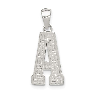 Solid 925 Sterling Silver Initial Letter A Alphabet Charm Pendant - 25mm x 10mm