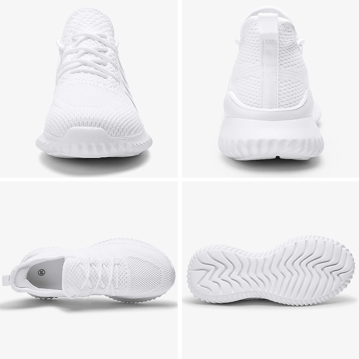 Slow Man Womens Walking Tennis Shoes Fashion Slip on Comfortable Lightweight Memory Foam Athletic Casual Sneakers for Running Gym Workout Nurse All White,8