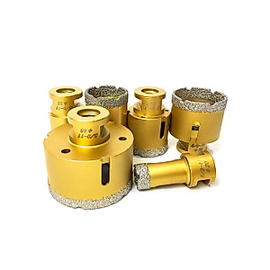 ABLE Vacuum brazed Diamond Dry Drilling bits Core bits with 5/8-11 for Porcelain Tile Granite Marble Stone Masonry Brick Medium Set(20/35/40/43/50/68mm)