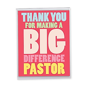 NobleWorks - Jumbo Funny Thank You Greeting Card From Us 8.5 x 11 Inch with Envelope (1 Pack) Oversize Jumbo Big Difference Pastor J8206TYG-US