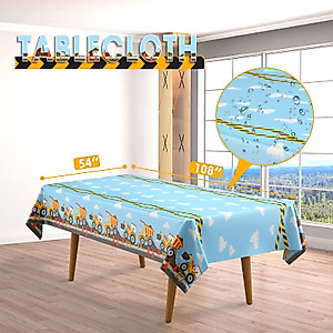 DECORLIFE Construction Birthday Party Supplies Serves 24, Construction Party Plates, 54" x108" Tablecloth, Pre-strung Banner Included, Total 170PCS