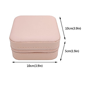 TRODANCE Mini Jewelry Travel Case,Small Travel Jewelry Organizer, Portable Jewelry Box Travel Mini Storage Organizer Portable Display Storage Box For Rings Earrings Necklaces (Pink)