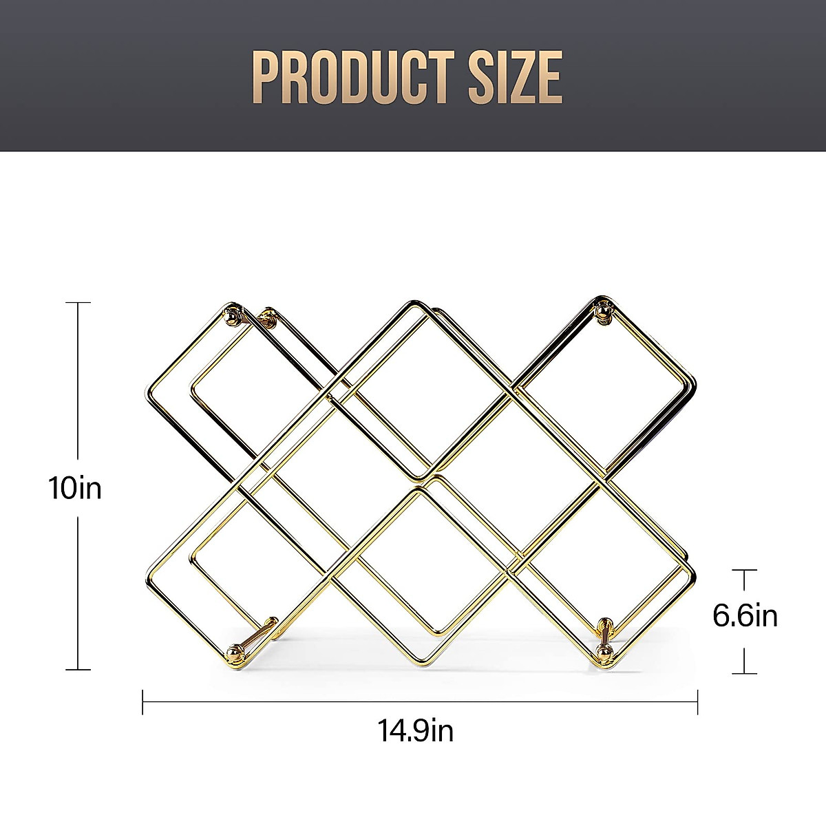 Drincarier 10 Bottle Wine Rack Freestanding Wine Rack,Wine Holder for Red White Wine Storage-Countertop Wine Rack-Metal Tabletop Wine Rack, Gold