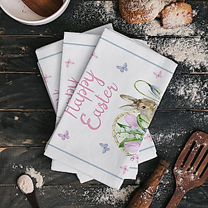 Big buy store Easter Bunny Eggs Chicken Butterfly Kitchen Dish Towels Set of 4, Soft Lightweight Microfiber Absorbent Hand Towel Spring Flowers Tea Towel for Kitchen Bathroom 18x28in