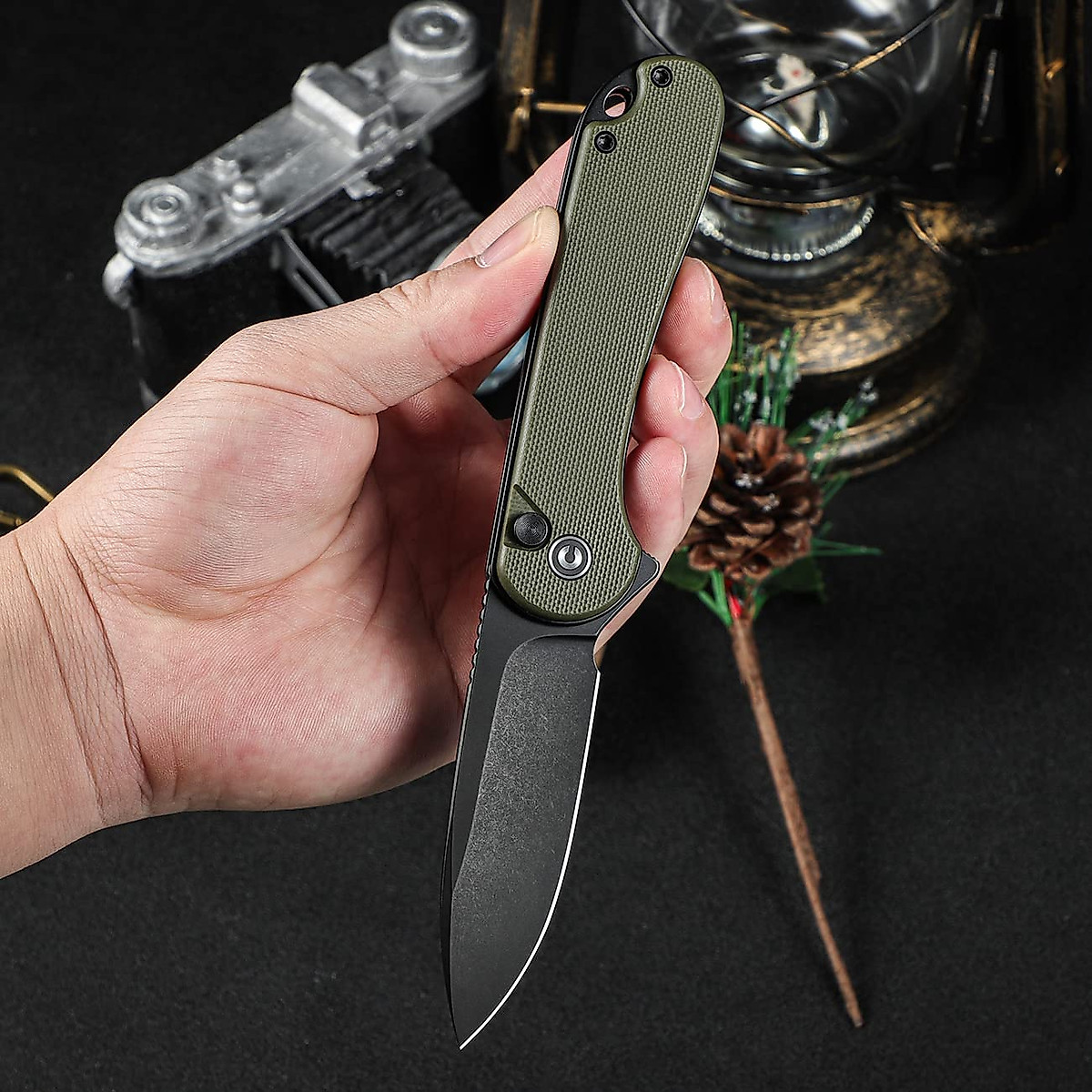 CIVIVI Elementum II Pocket Folding Knife, 2.96" Nitro-V Steel Blade G10 Handle Utility Knife with Deep Carry Pocket Clip for Camping Hiking Hunting C18062P-3