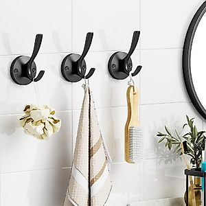 ZUONAI Matte Black Coat Hooks 2 Pack Black Metal Wall Hooks for Hanging Coat and Hat Hook Black Hooks for Wall Hooks for Coats Heavy Duty Black Towel Hook for Hanging Coats Bedroom Hooks