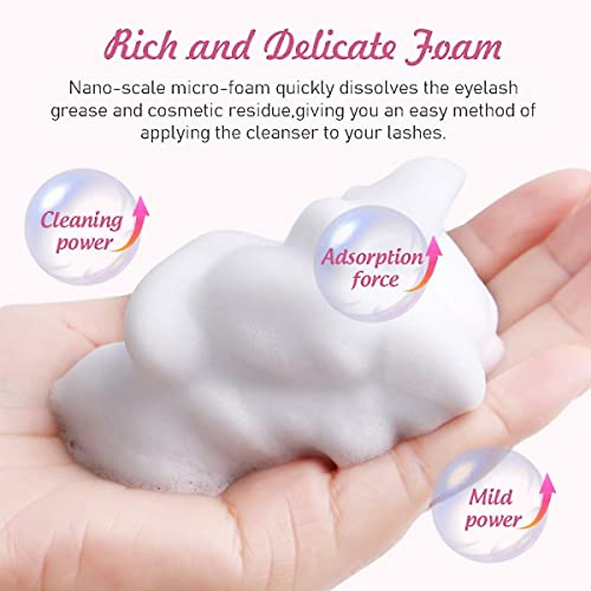 Eyelash Extension Cleanser Eyelid Foaming Cleanser Lash Foam Shampoo for Extensions, Oil, Paraben & Sulfate Free,100% Safe for Natural Lashes, Non-Irritating, Perfect for Professional Salon 1.69fl.oz