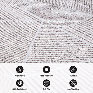 Rugshop Contemporary Geometric Stripe High Traffic Living Room,Bedroom,Kitchen, Home Office Runner Rug 2' x 7' Cream