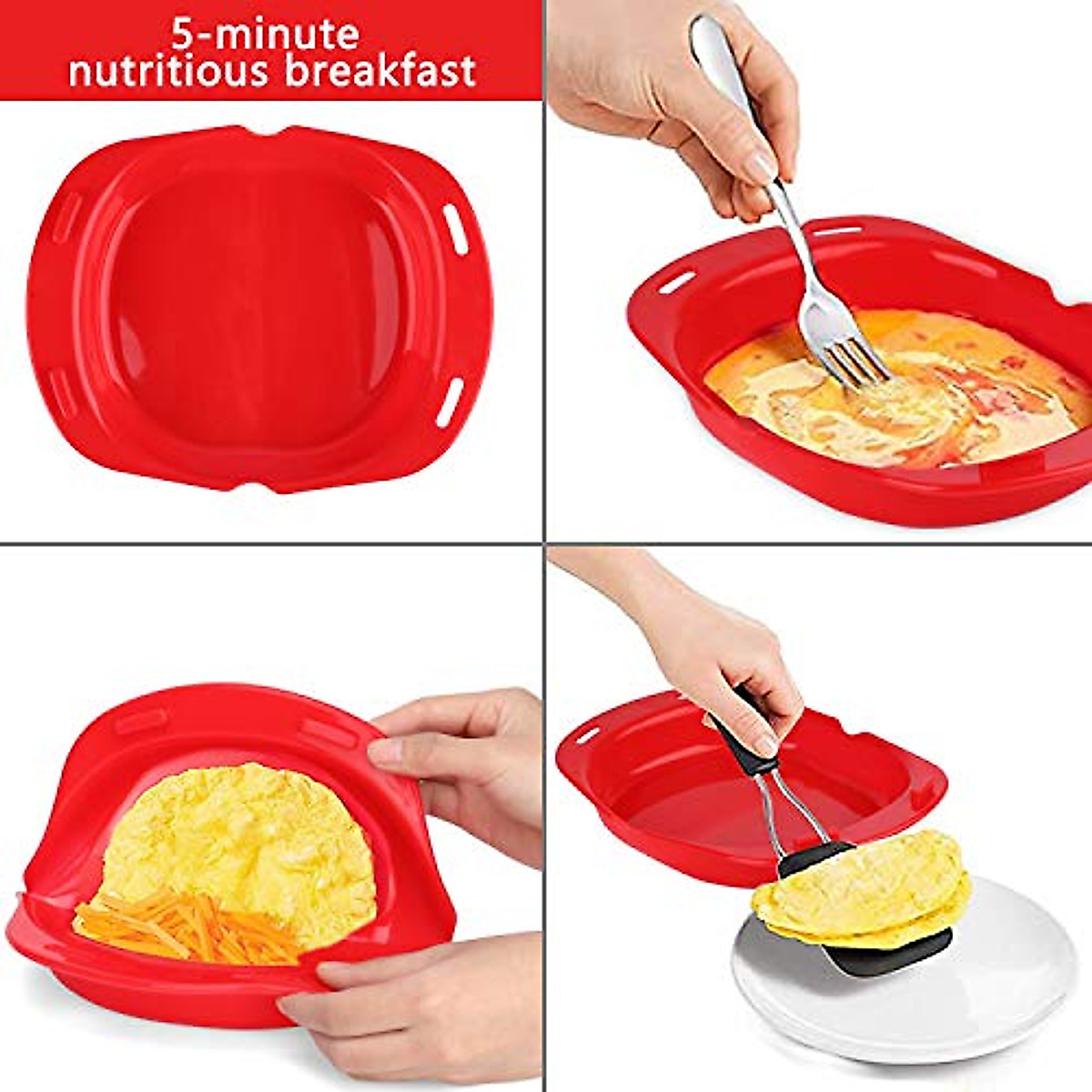 Silicone Omelette Maker, LACE INN Microwave Oven Non Stick Omelette Maker To Make Egg Roll Baking Pan Omelette Tools Quick and Easy Breakfast Set